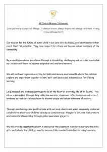 Our Academies vision and mission statement - All Saints CE Academy